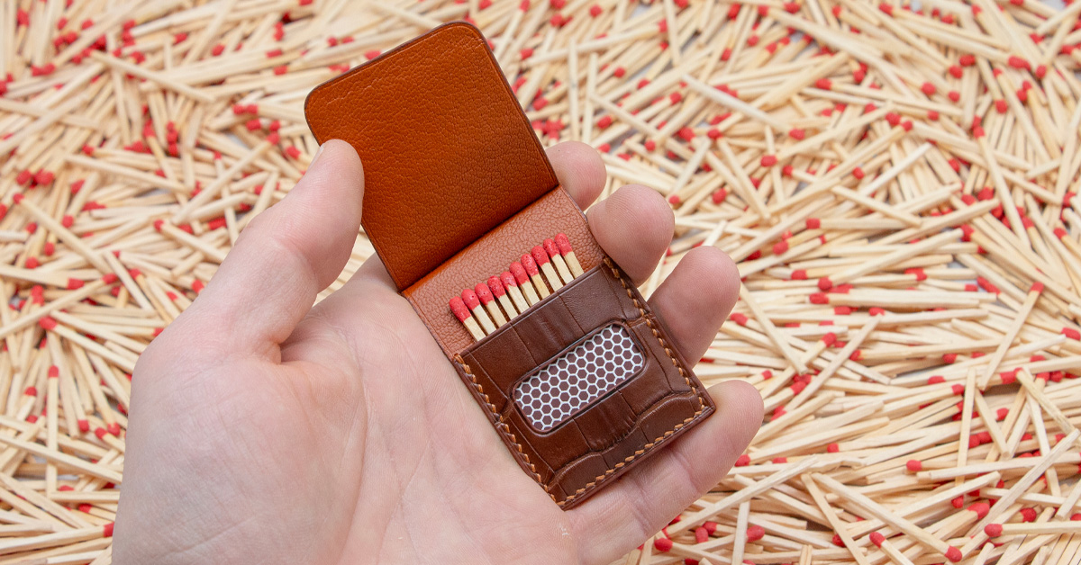 Brown Matte Matches Leather Pocket - Striiiipes