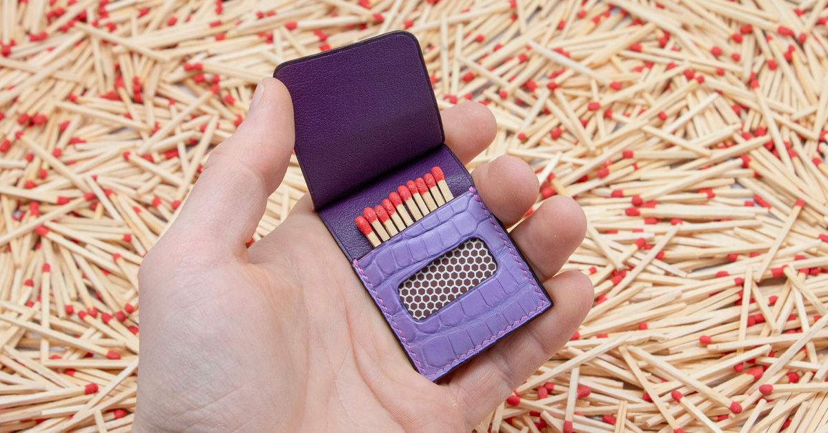Light Purple Matches Leather Pocket - Striiiipes